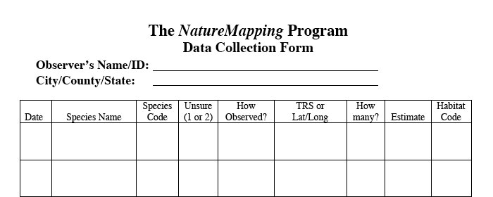 NatureMapping Learn How To Use The Data Collection Form